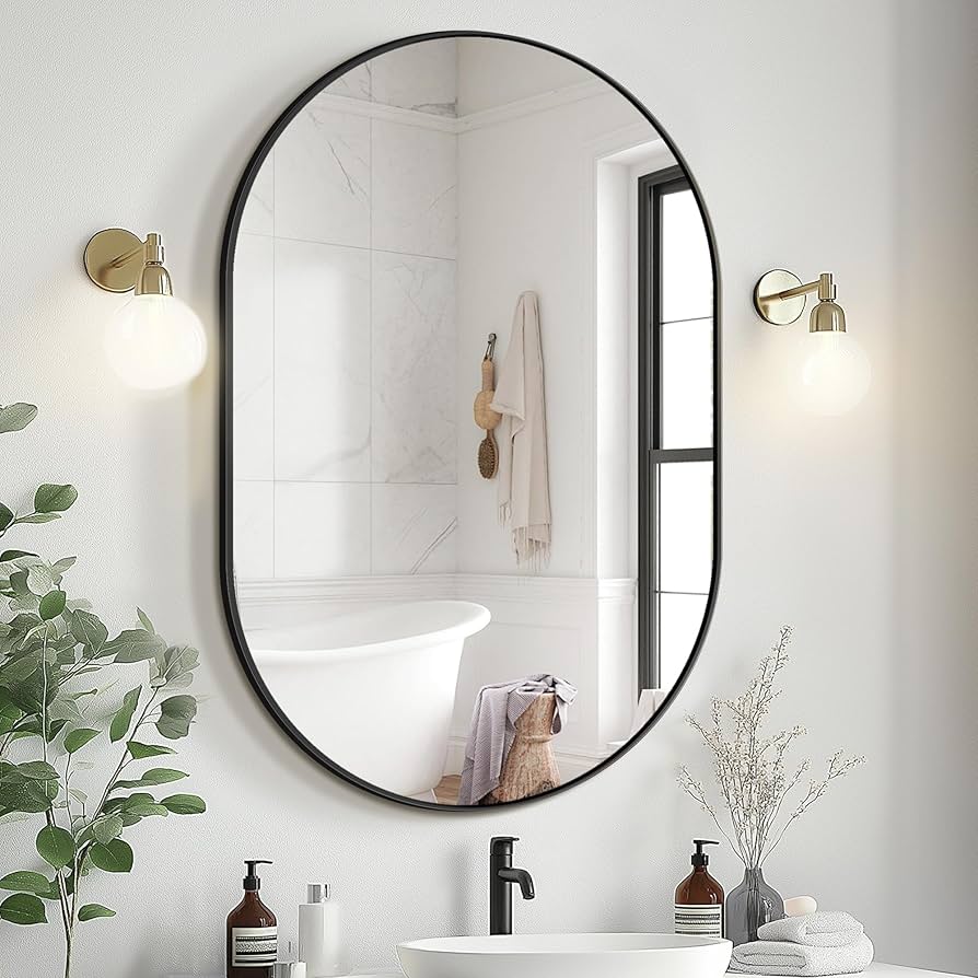 Capsule Mirror with Thin Black Frame - Mirror Miracle